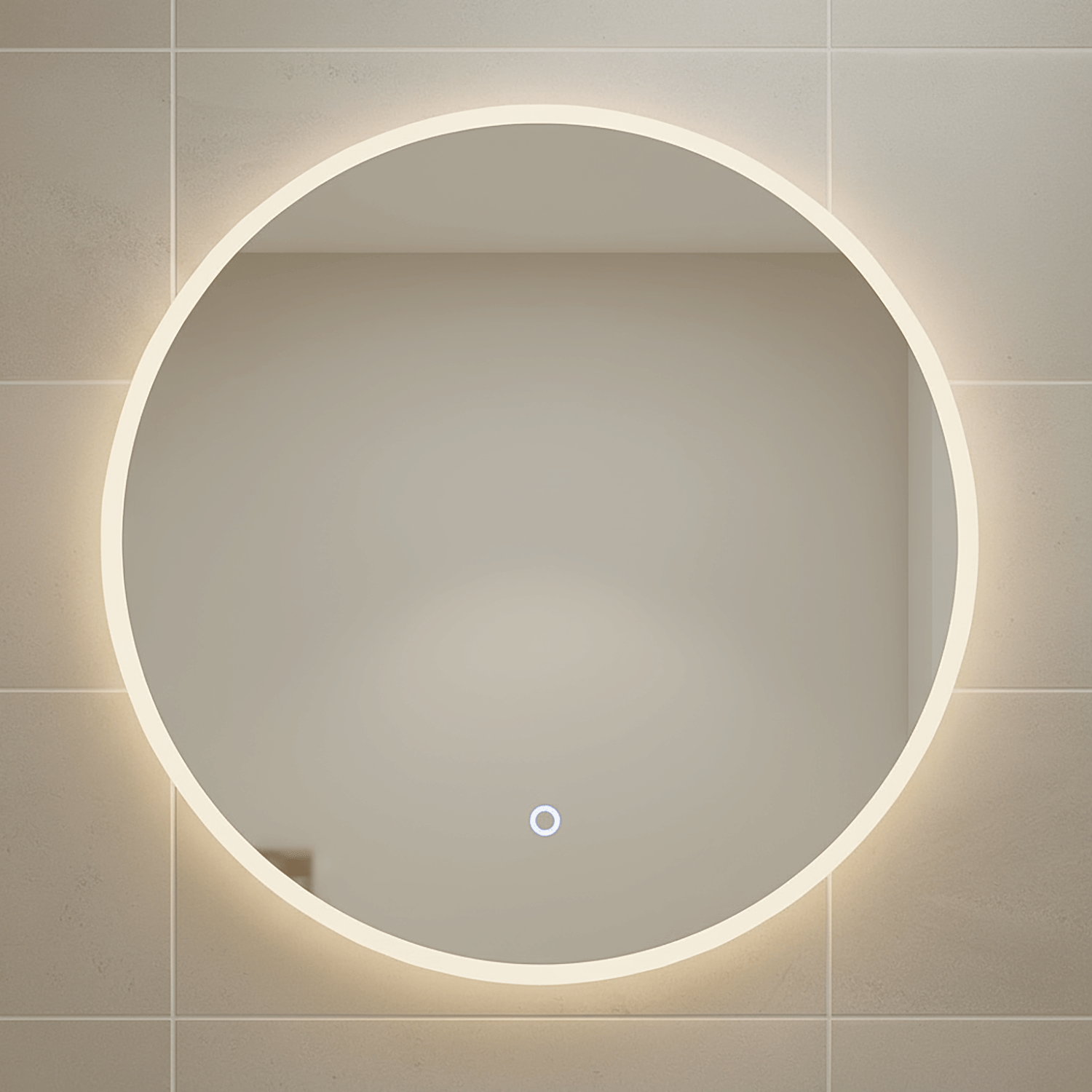 60cm LED Round Bathroom Mirror Backlit, Touch Sensor & Demister ...